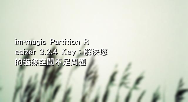im-magic Partition Resizer 3.2.4 Key：解決您的磁碟空間不足問題 :: 硬碟磁區小達人